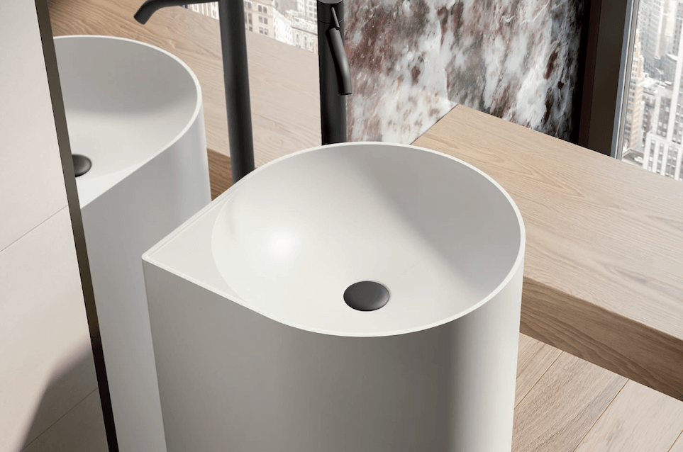 Axo | Modern Teardrop-Shaped Pedestal Sink | Hastings Bath Collection